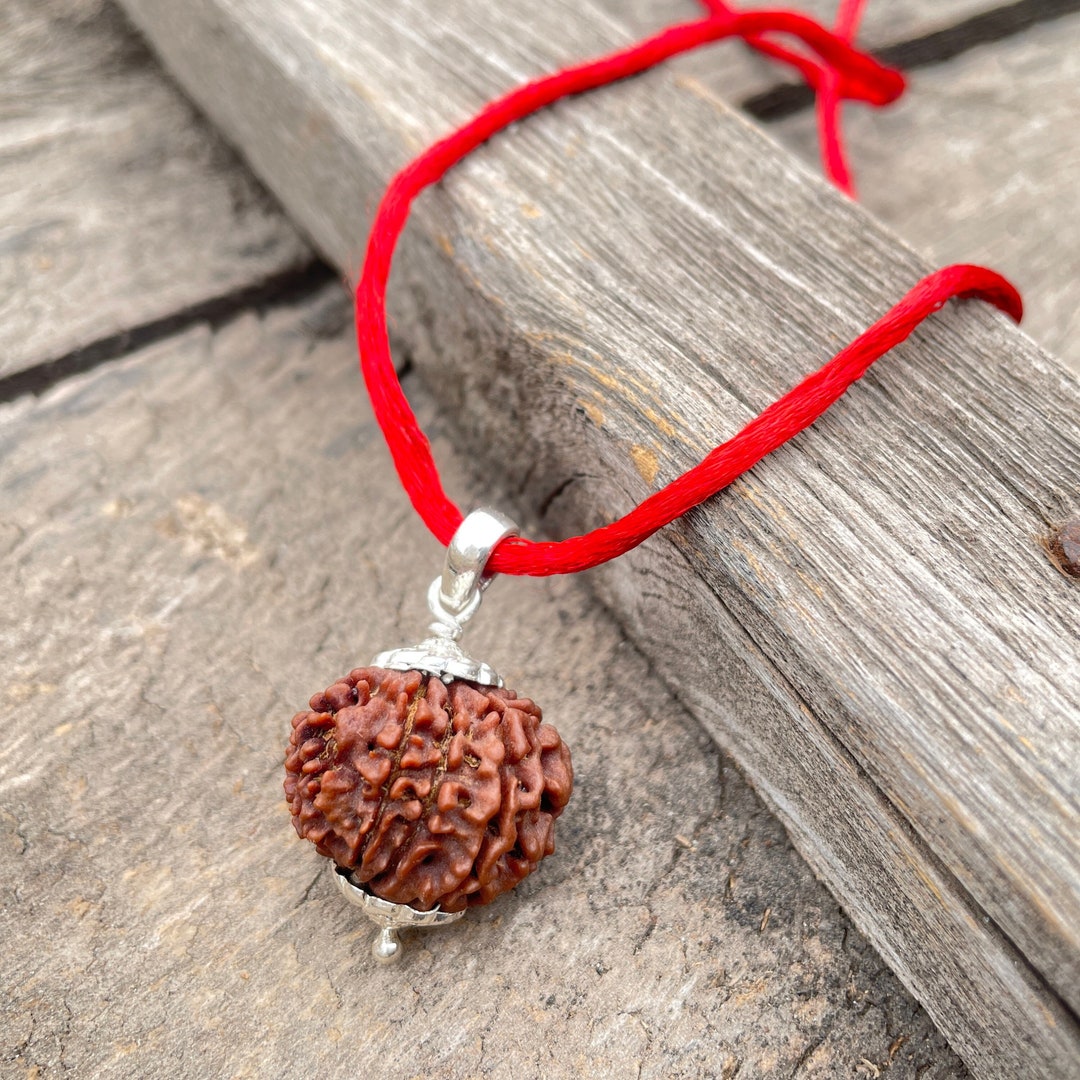 10 Mukhi Rudraksha Nepali Rudraksha in Red Thread With Pure Silver ...
