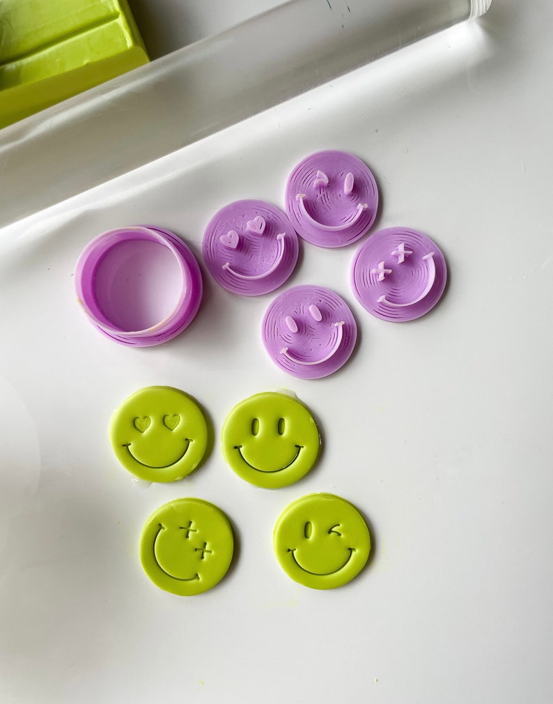 Smiley Face Clay Cutter Polymer Clay Cutter Smiley Face Embossed Clay ...