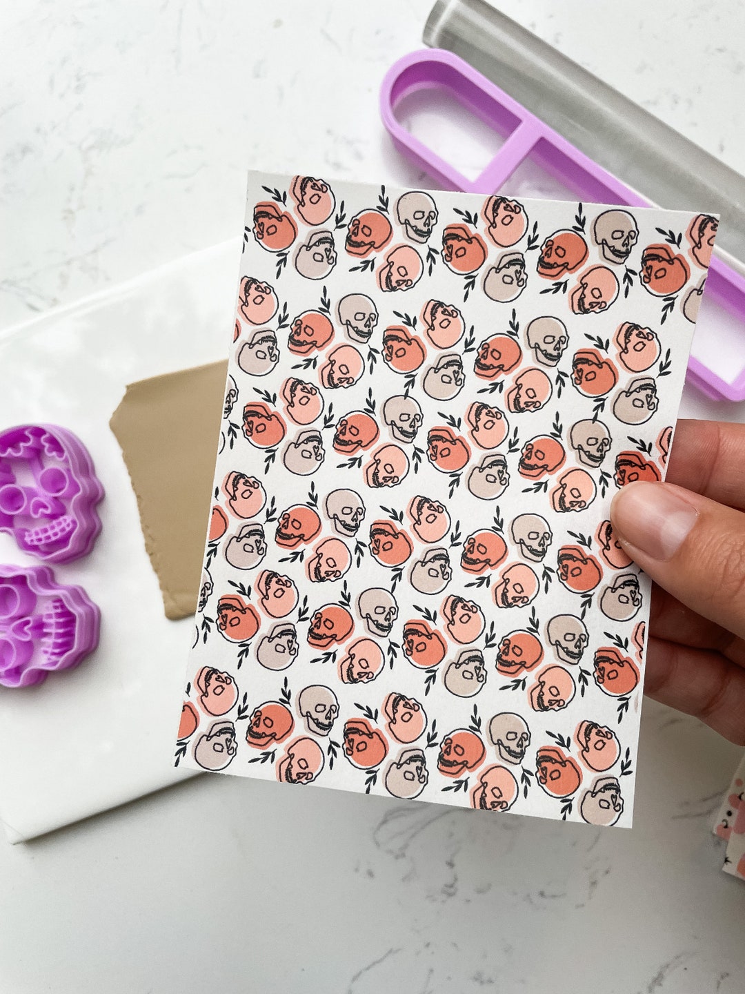 Neutral Skulls Clay Image Transfers Transfer Paper for Polymer Clay ...