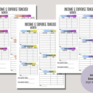 Income & Expense Tracker Printable, Instant Download Expense Tracker ...