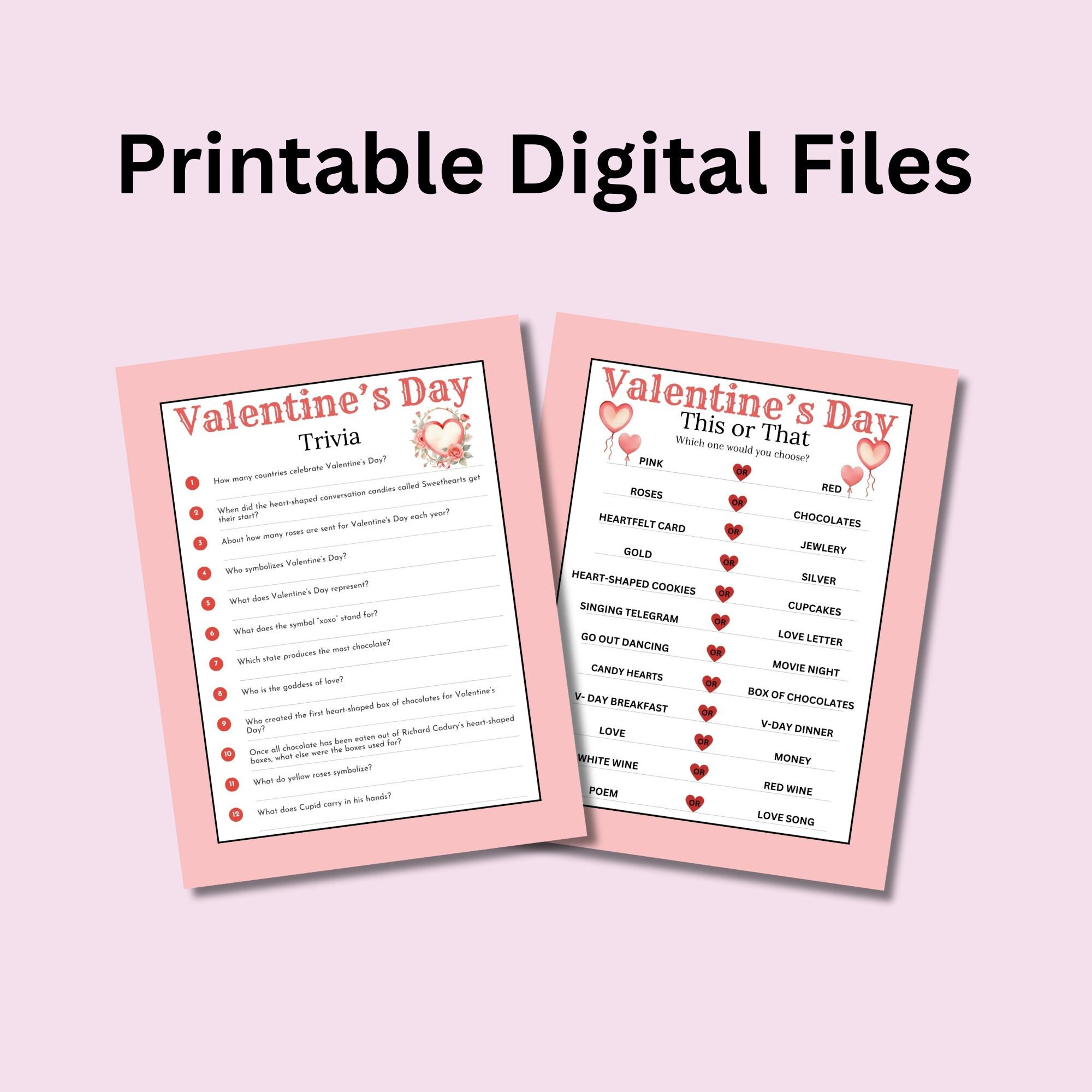 Valentines Day Printable Game Sheets BUNDLE, Valentines Day Party Game ...