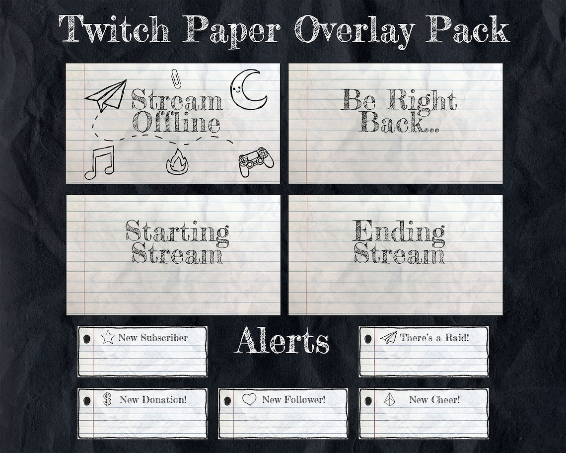 Twitch Paper Overlay Pack - Etsy