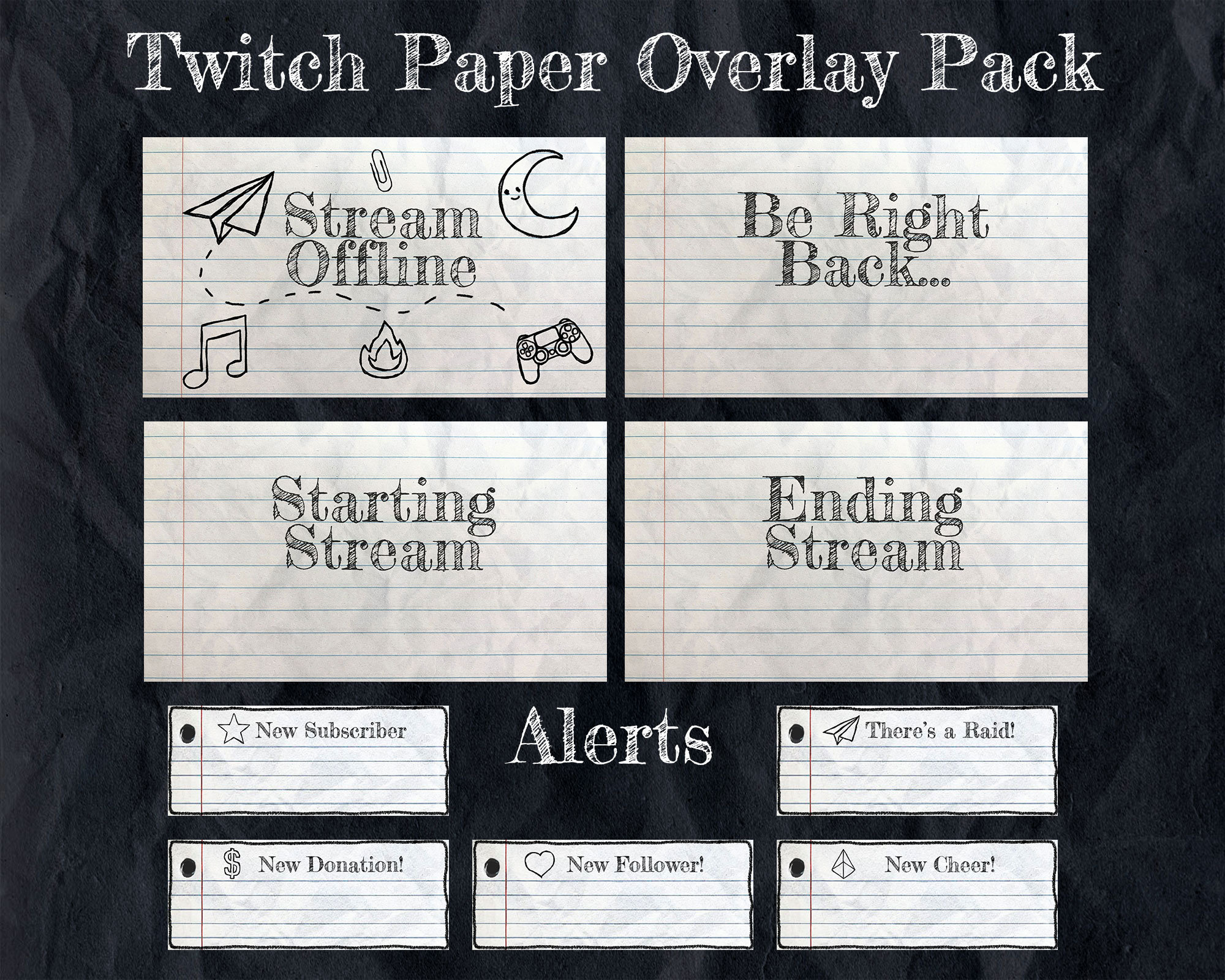 Twitch Paper Overlay Pack - Etsy