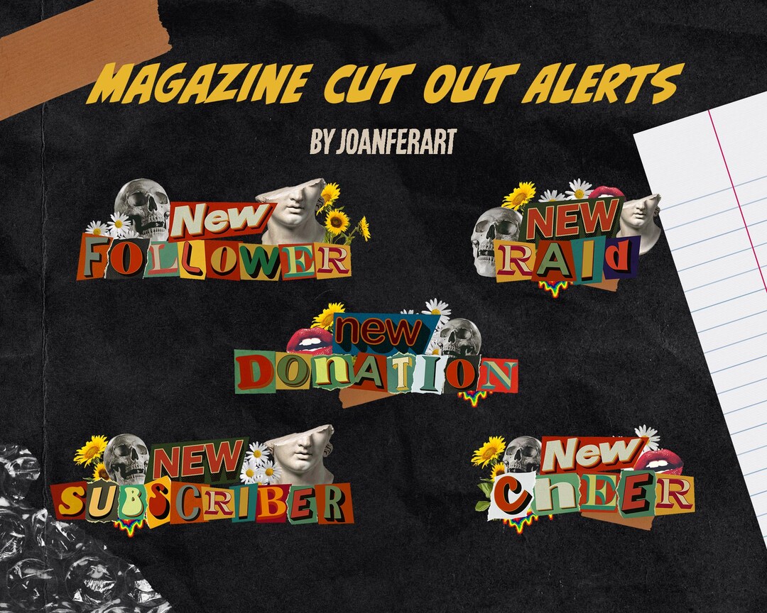 Twitch Magazine Cut Out Animated Alerts, Stream Alerts, Skull, Flowers ...