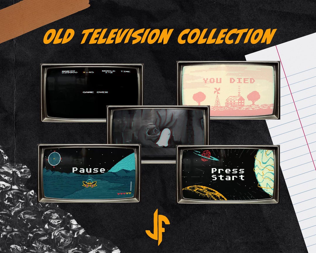 Retro Twitch Animated Overlays, Old Television Collection, 9 Scenes, 6 ...