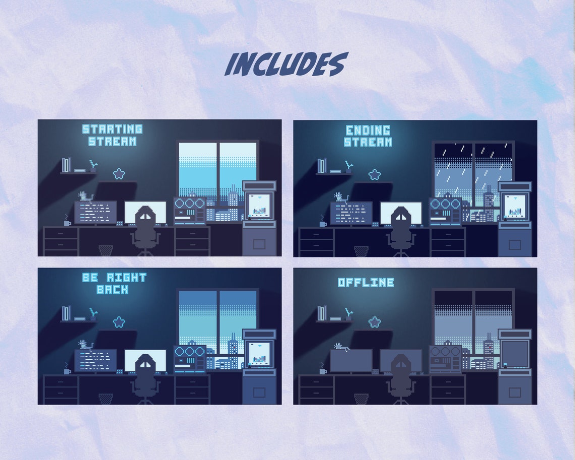 Twitch Animated Blue Pixel Set up Animation Overlay, Loop Animation ...