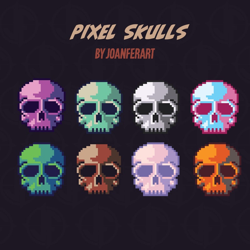 Pixel Skull - Etsy