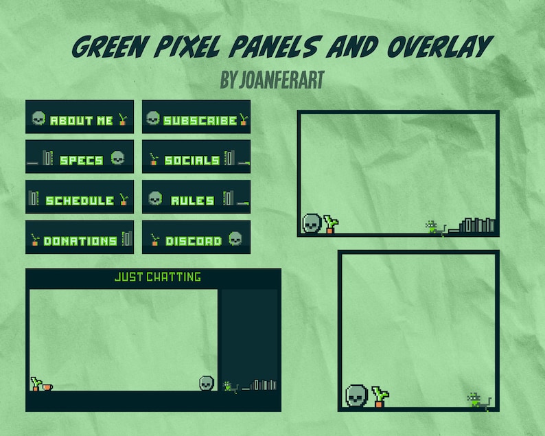 Twitch Green Pixel Panels and Overlay - Etsy