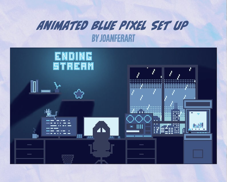Twitch Animated Blue Pixel Set up Animation Overlay, Loop Animation ...