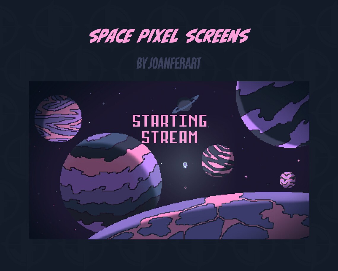 Twitch Animated Overlay, Space Pixel, Pink, Stream Pack, Animated ...