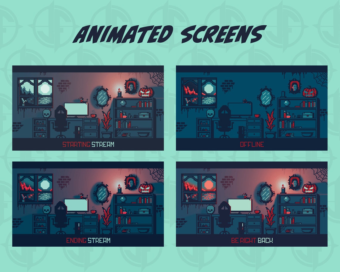 Twitch Animated Witch Pixel Set up Pack, Alerts, Panels, Cam Overlay ...