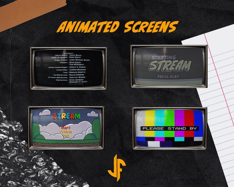 Retro Twitch Animated Overlays, Old Television Collection, 9 Scenes, 6 ...