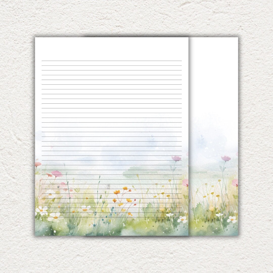 Watercolor Flowers Letter Writing Stationery Paper Personalized 8 1/2 X ...