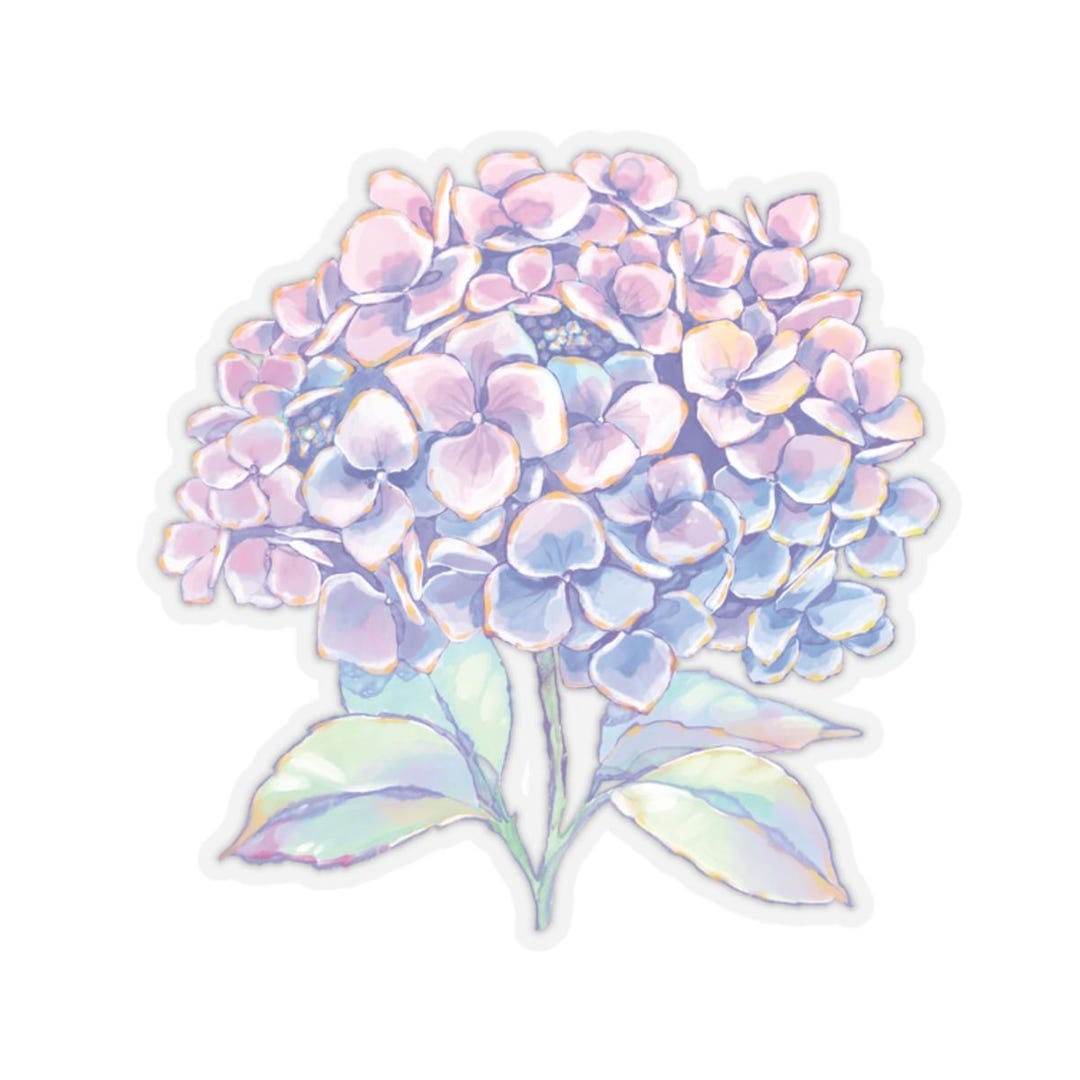 Transparent Vinyl Hydrangea Kiss Cut Stickers, Easy Peel, Four Sizes to ...
