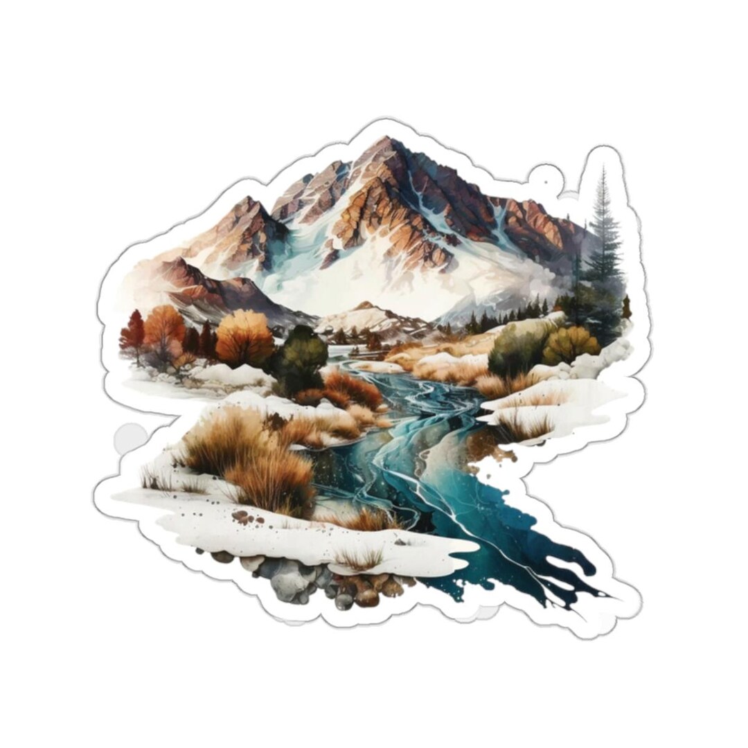 Mountain River Stickers, Kiss Cut Mountain Decal, Four Sizes to Choose ...