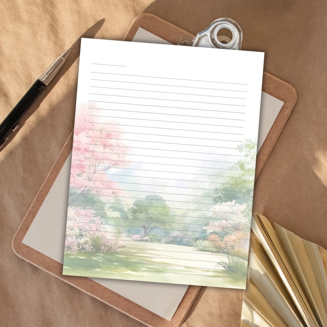 Spring Garden Letter Writing Stationery Paper Personalized 8 1/2 X 11 ...