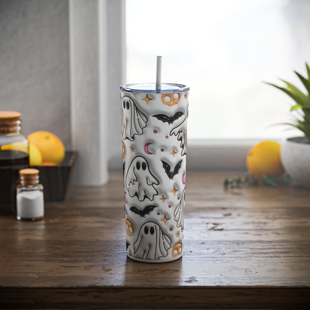 Glossy Halloween Ghost 3D Puff Print Skinny Tumbler 20oz Food - Etsy
