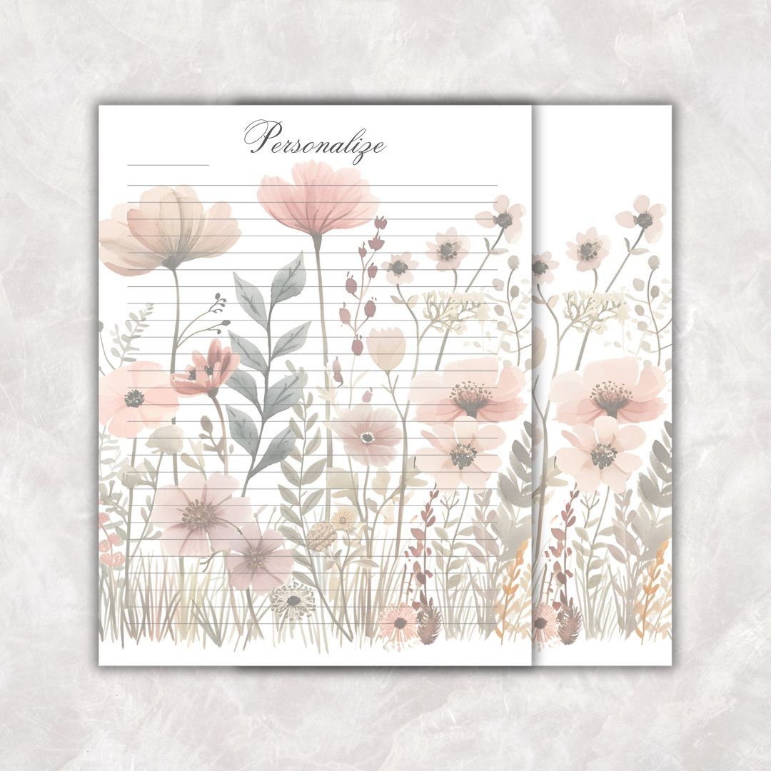 Wildflower Letter Writing Paper, Lined or Unlined Stationery ...