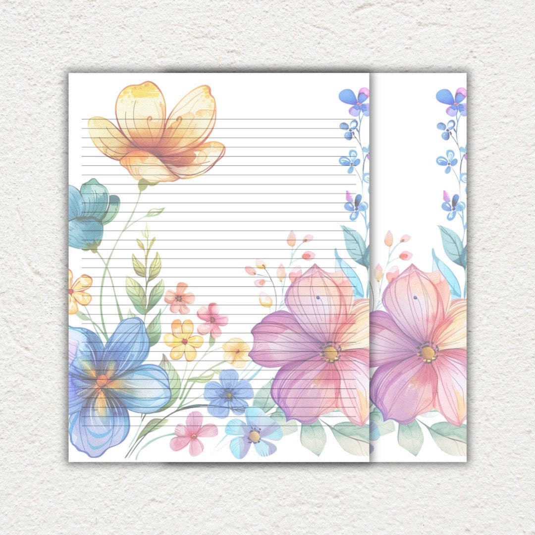 Spring Flowers Letter Writing Stationery Paper Personalized 8 1/2 X 11 ...