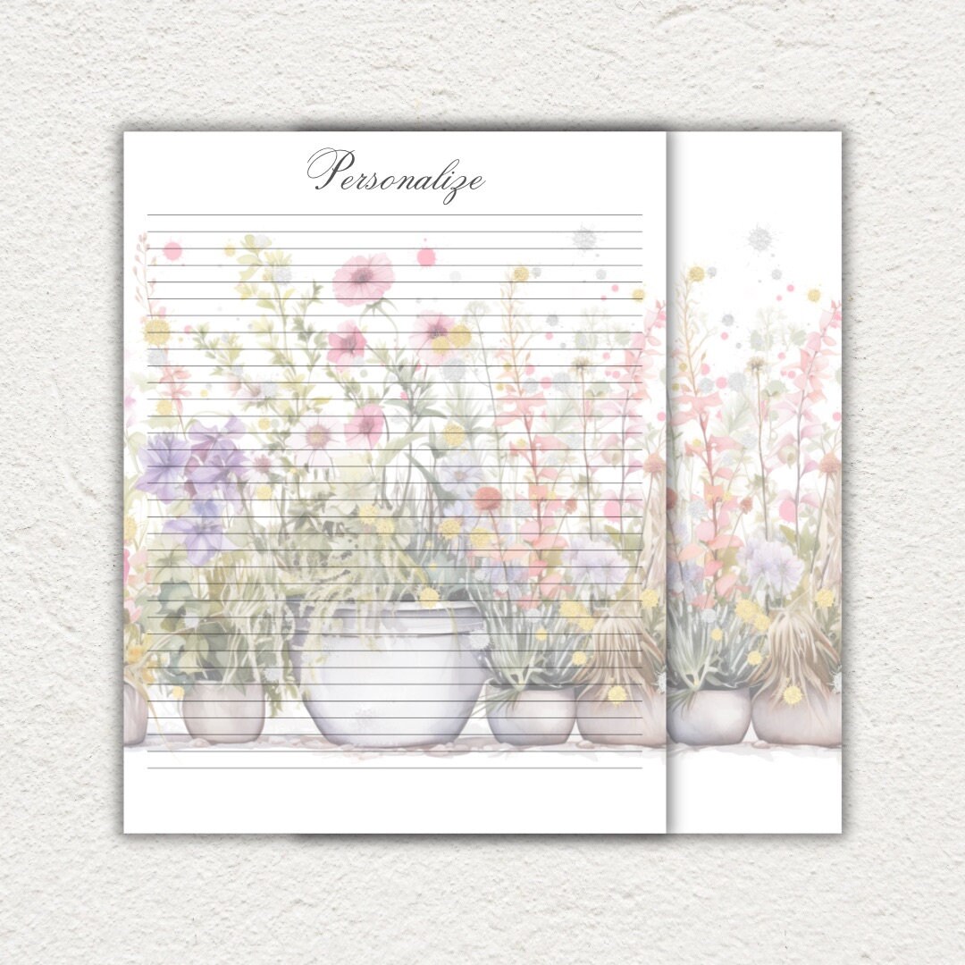 Wild Flower Letter Writing Paper, Lined or Unlined Stationery ...