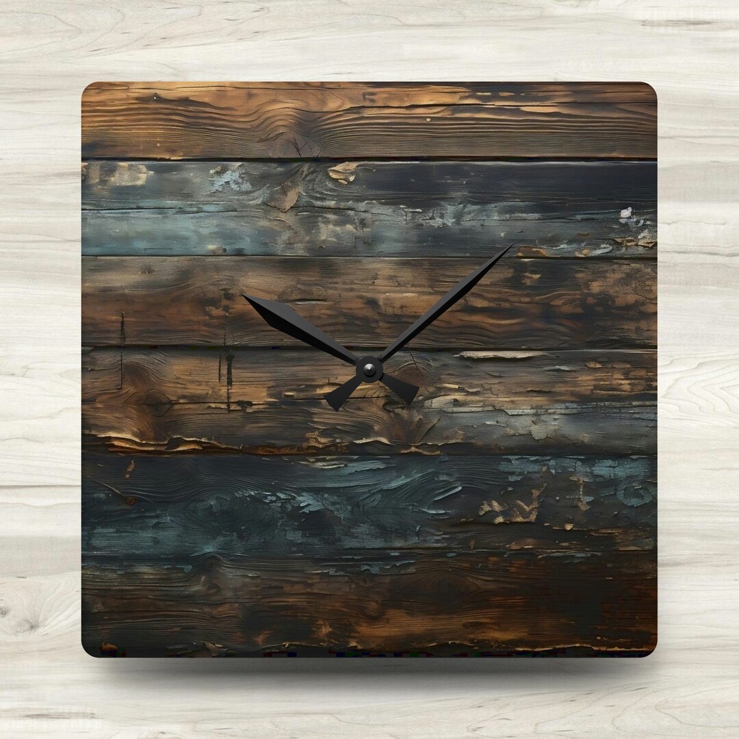 Rustic Bar Wall Clock Home Office Decor Bare Face Weathered Wood Style ...