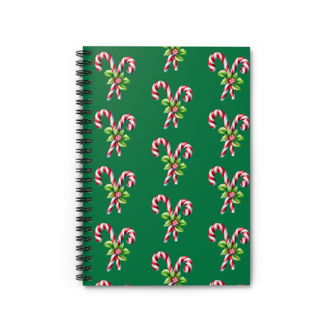 Christmas Spiral Notebook Candy Cane Christmas Notebook With Lined ...