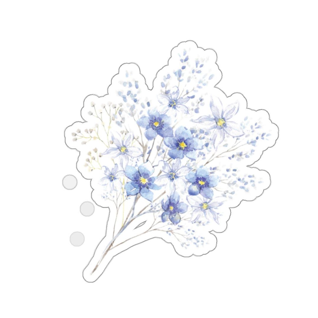 Blue Flower Bouquet Stickers, Watercolor Field Flower Kiss Cut Decal ...