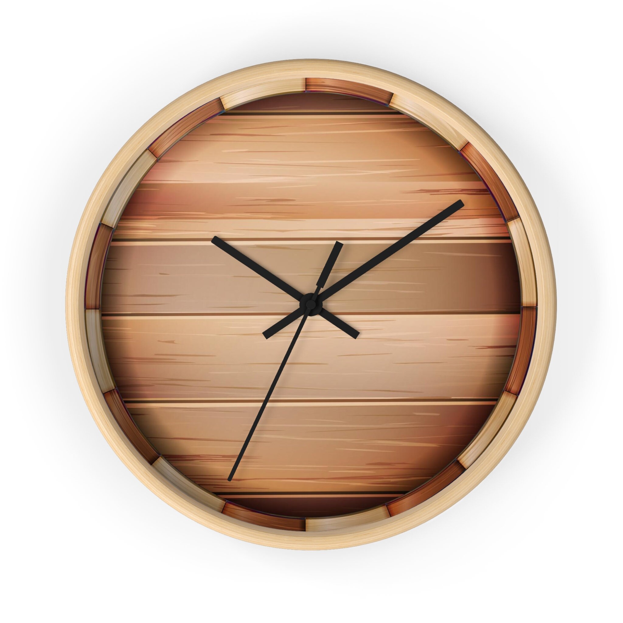 Bar Wall Clock Rustic Wood Whiskey Wine Barrel Background Circle ...
