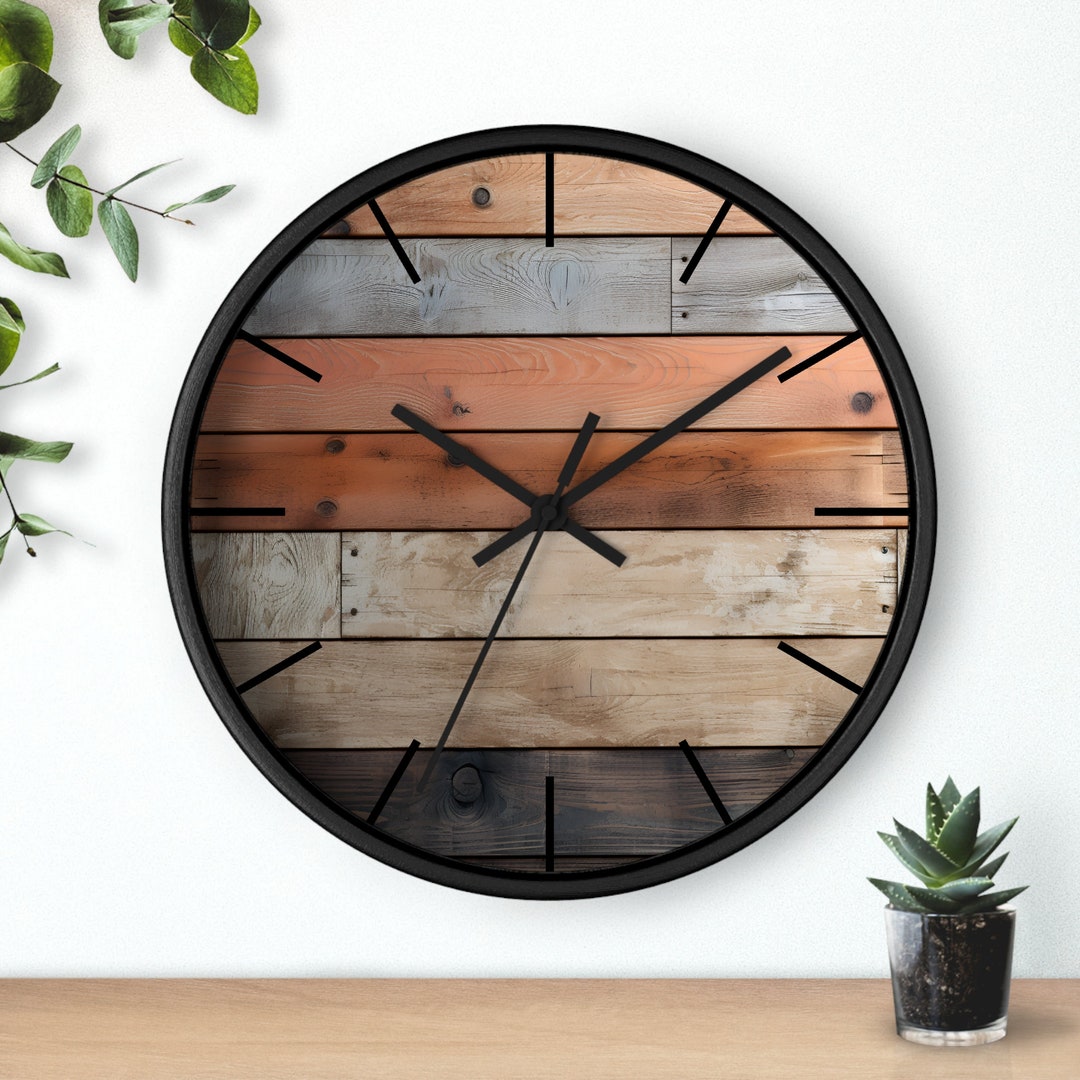Rustic Background Wood Frame Wall Clock 10 Inch, Home Office Decor ...