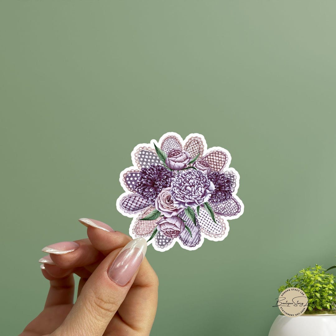 Floral Vinyl Stickers, Flower Laptop Decal, Measures 3 Inches on the ...