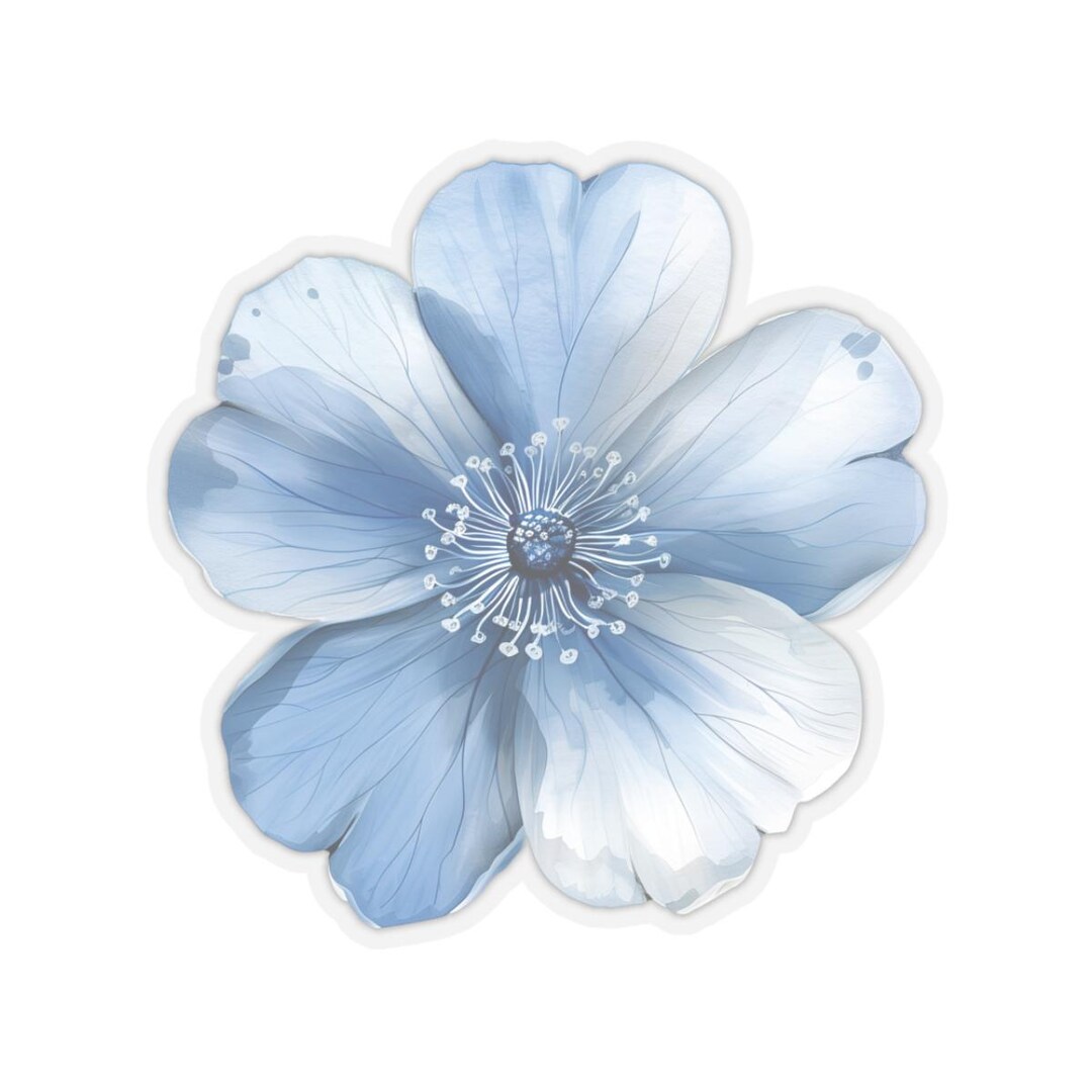 Blue Flower Stickers Clear, Kiss Cut Decal, for Junk Journal ...