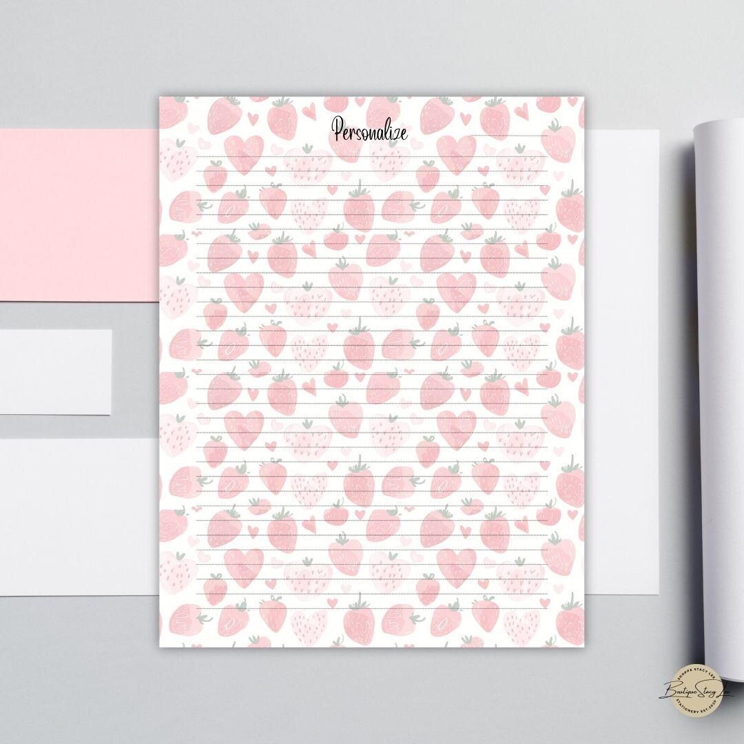 Strawberry Stationery Paper: Personalized Lined Writing Set - Etsy
