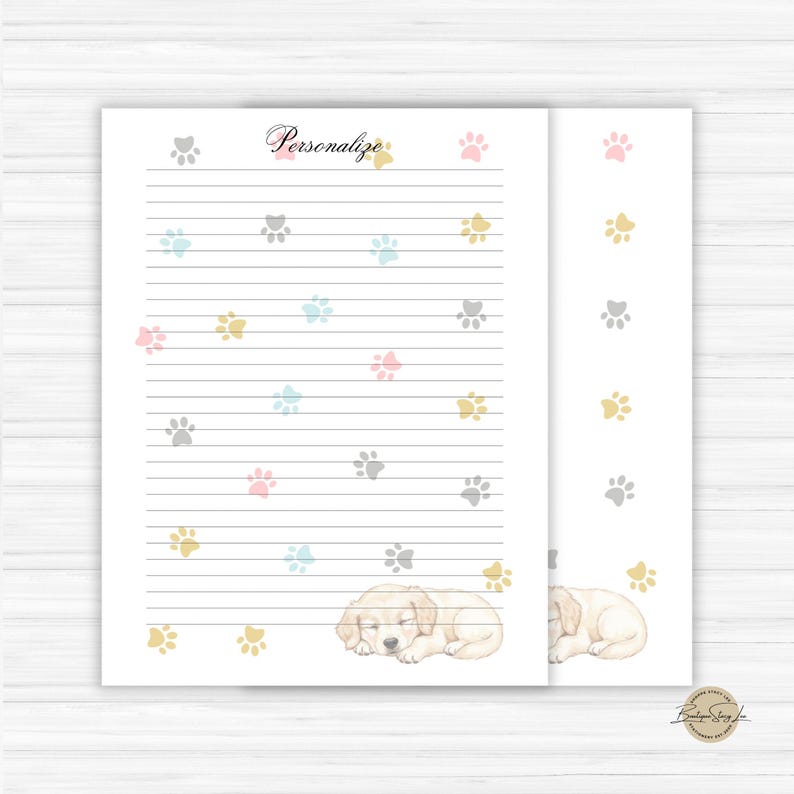 Paw Print Letter Writing Stationery Paper, Lined or Unlined, 8.5x11, 25 ...