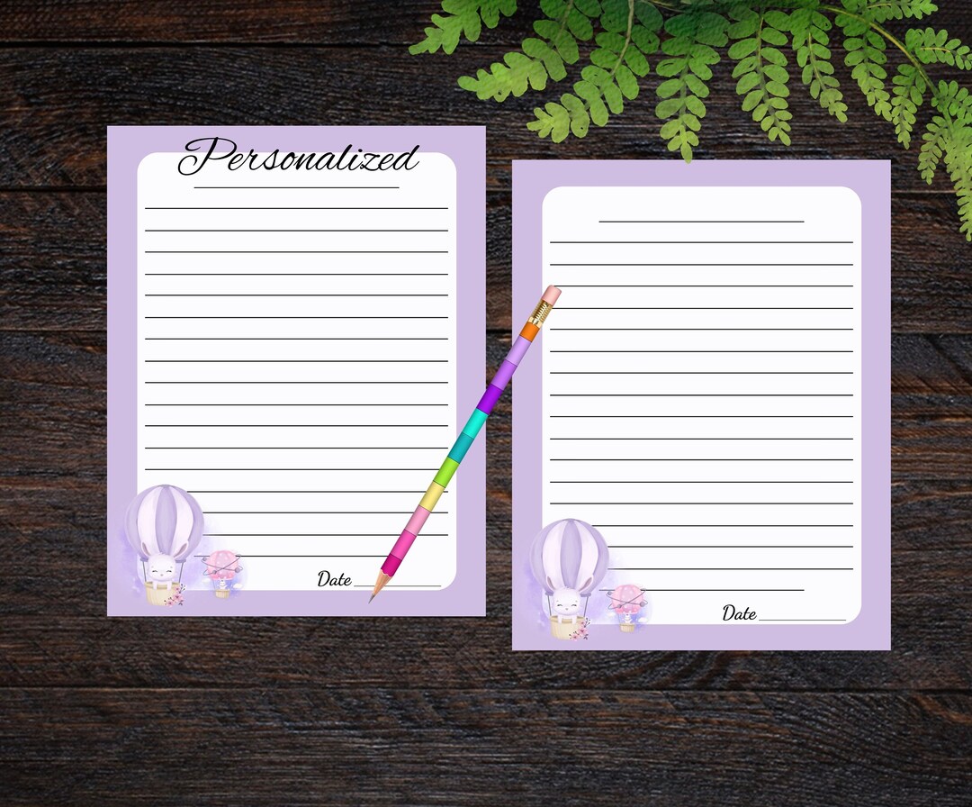 Letter Writing Stationery Paper Personalized, 5x7 25 or 50 Sheets, Memo ...