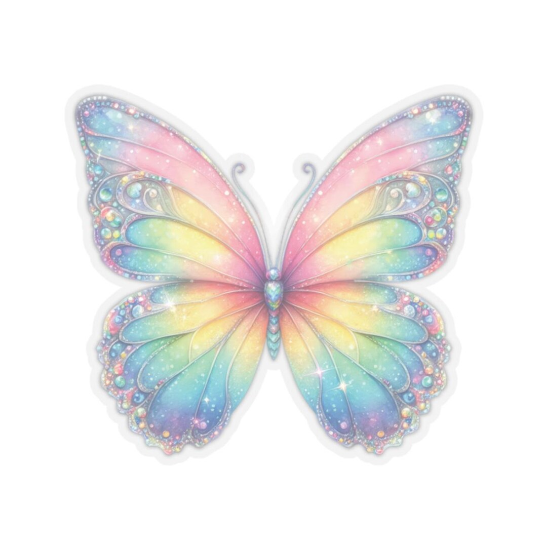 Clear Rainbow Butterfly Vinyl Stickers, Transparent Kiss Cut, Four ...