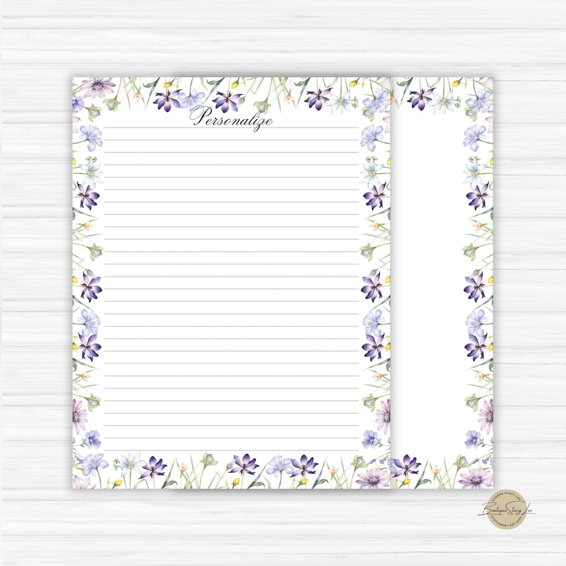 Lined Letter Writing Paper, Personalized Stationery Set, 8 1/2 X 11, 25 ...