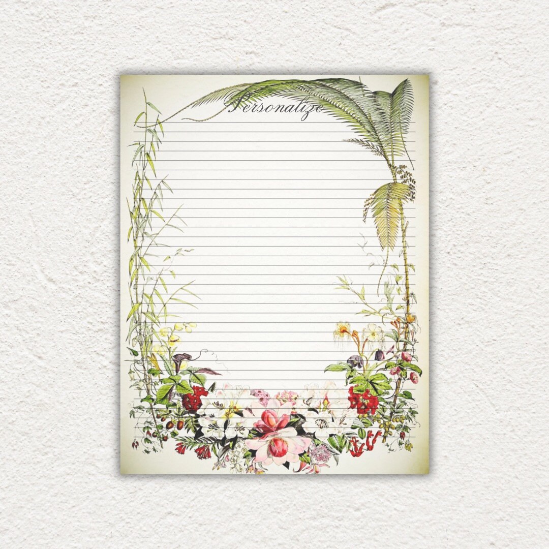 Letter Writing Stationery Paper Personalized 8 1/2 X 11 25 Sheets ...