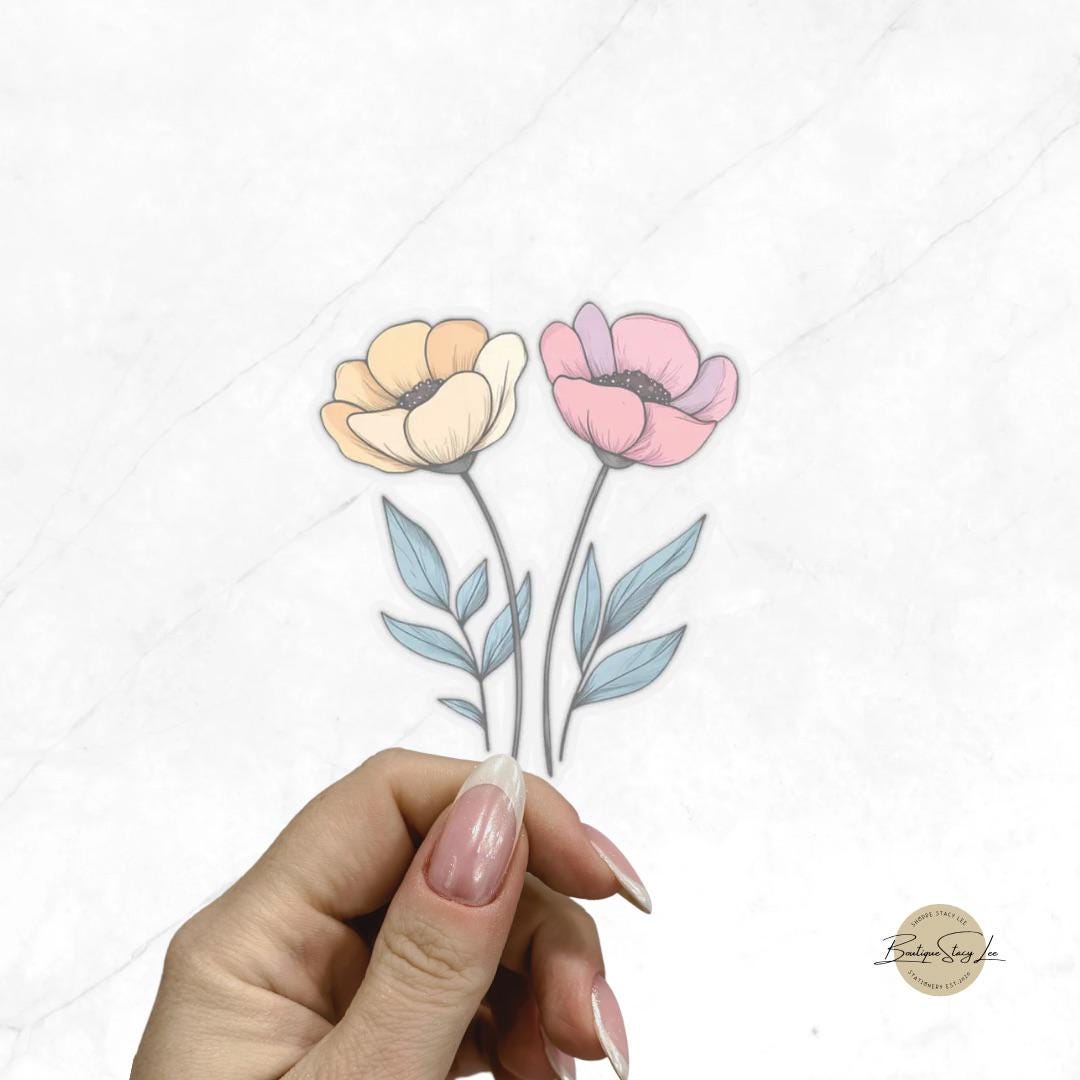 Flower Vinyl Stickers Kiss Cut, for Stationery, Envelopes, Gift ...