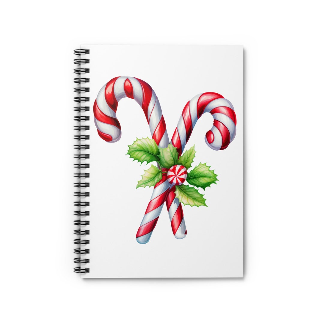 Christmas Spiral Notebook Candy Cane Christmas Notebook With Lined ...