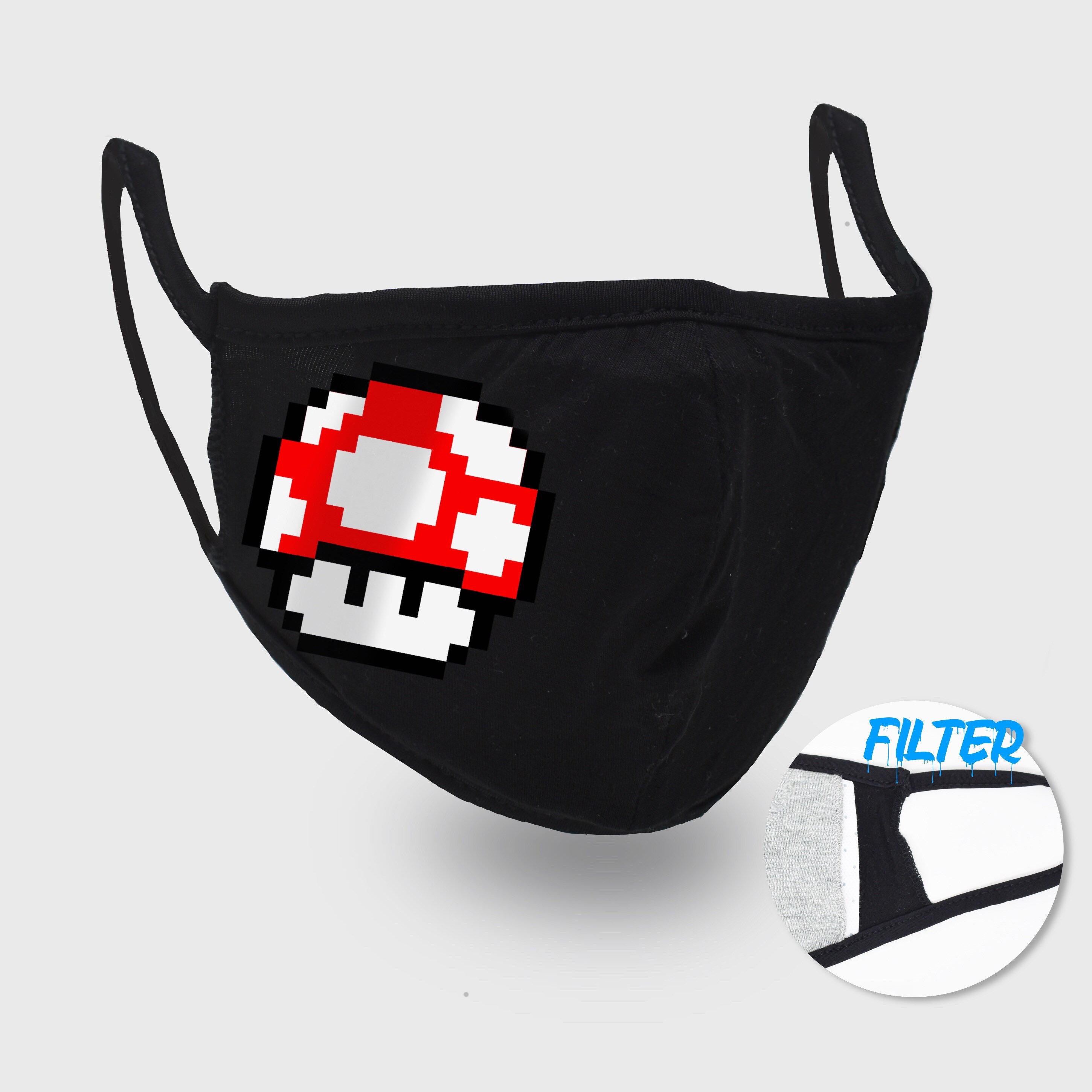 MARIO BROTHERS Mushroom Face Masks Poly-blend Cotton With Stretch ...