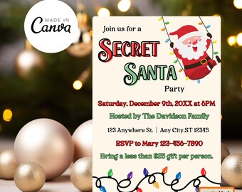 Buy EDITABLE Secret Santa Flyer Secret Santa Poster Gift Exchange ...