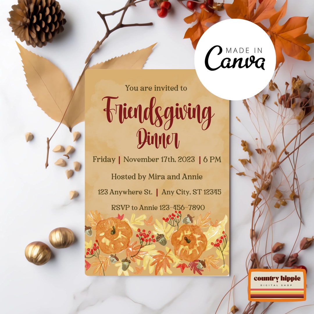 Simple Friendsgiving Invitation Template, Friends Thanksgiving ...
