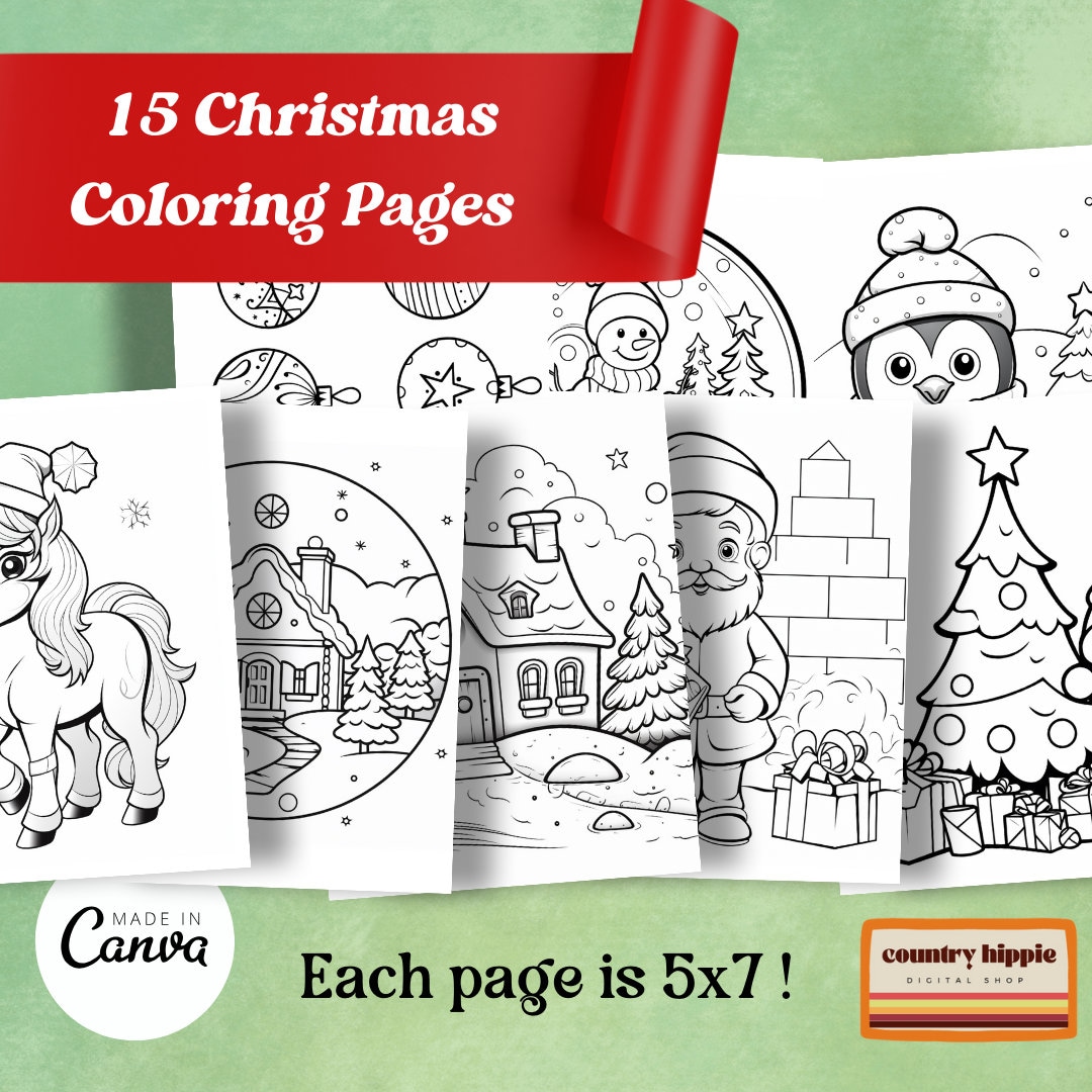 Christmas Coloring Pages Activity for Kids Adultsholiday - Etsy UK