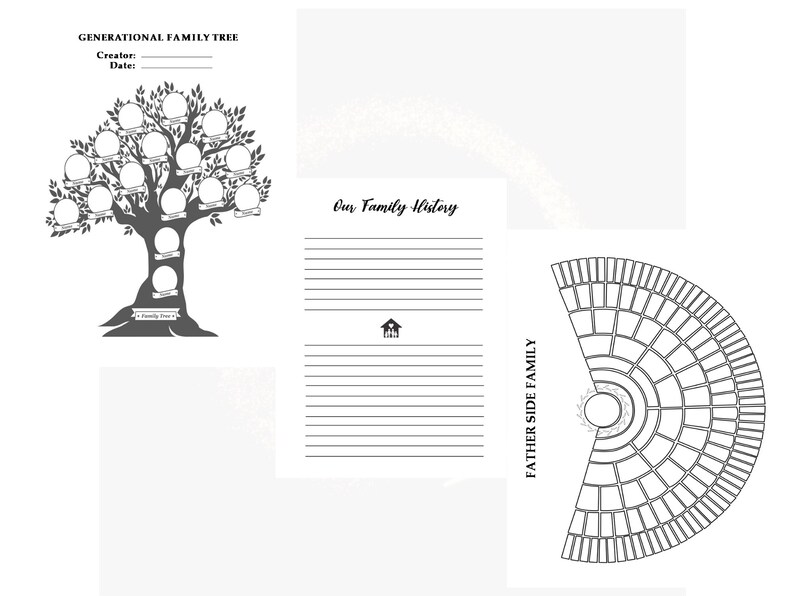Genealogy Family Tree Book, Organizer - PDF, PNG, Printable, Digital- 8 ...