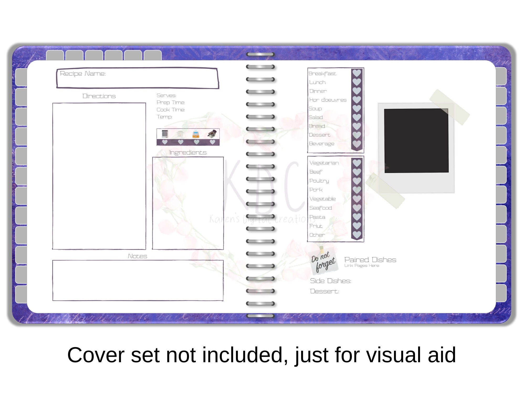 Purple Personal Recipe Book .PNG .PDF Digital Printable | Etsy