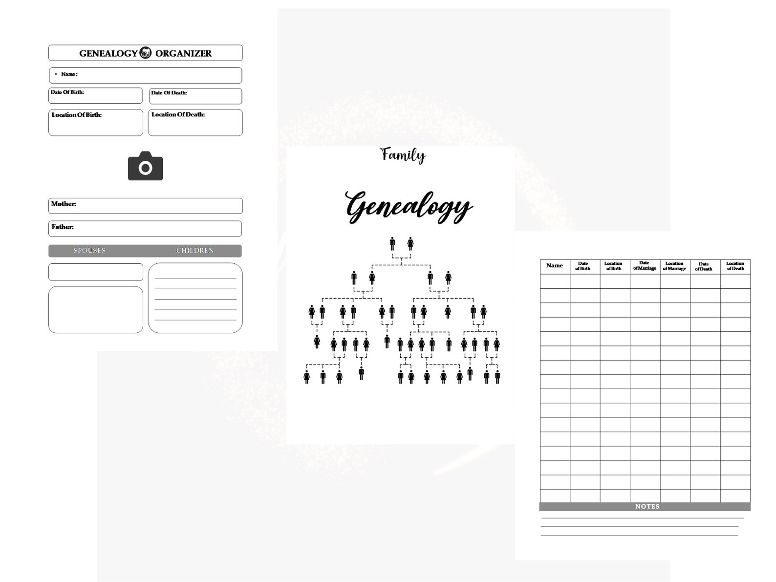 Genealogy Family Tree Book Organizer PDF PNG Printable - Etsy