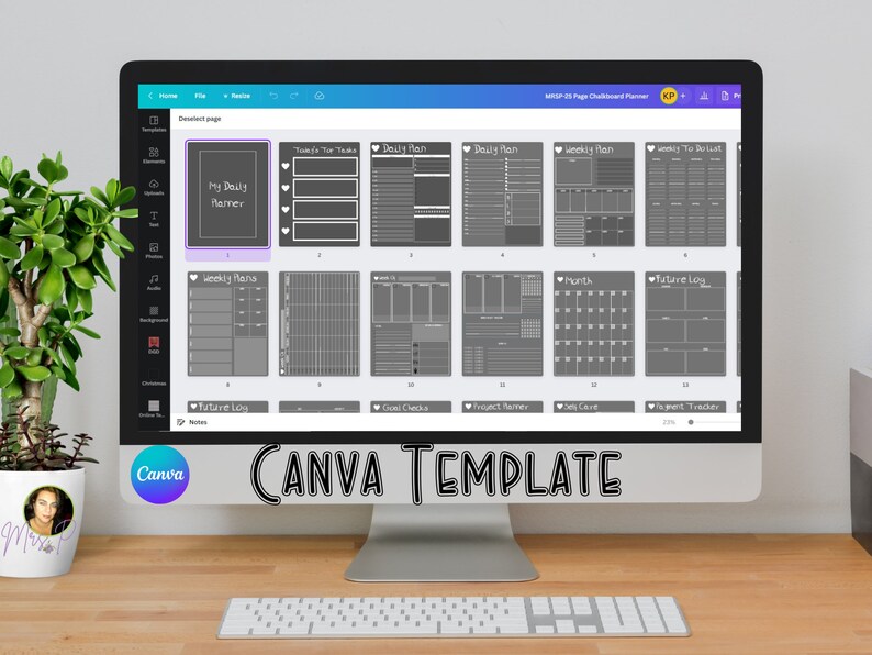 Canva Template - Chalkboard Planner Pages - Non-dated - Digital Planner ...