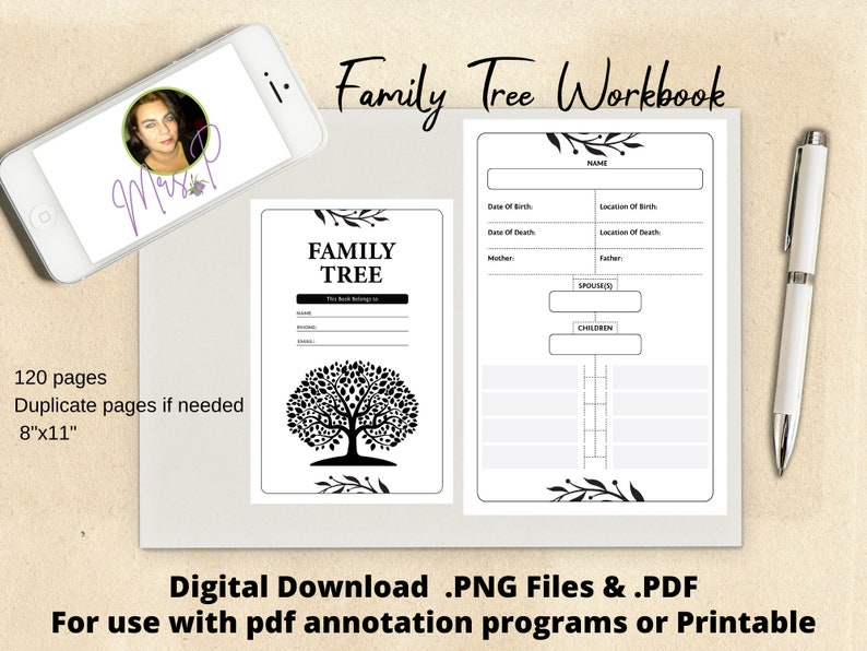 Family Tree Workbook. Genealogy, PDF, PNG Printable, Digital - Etsy