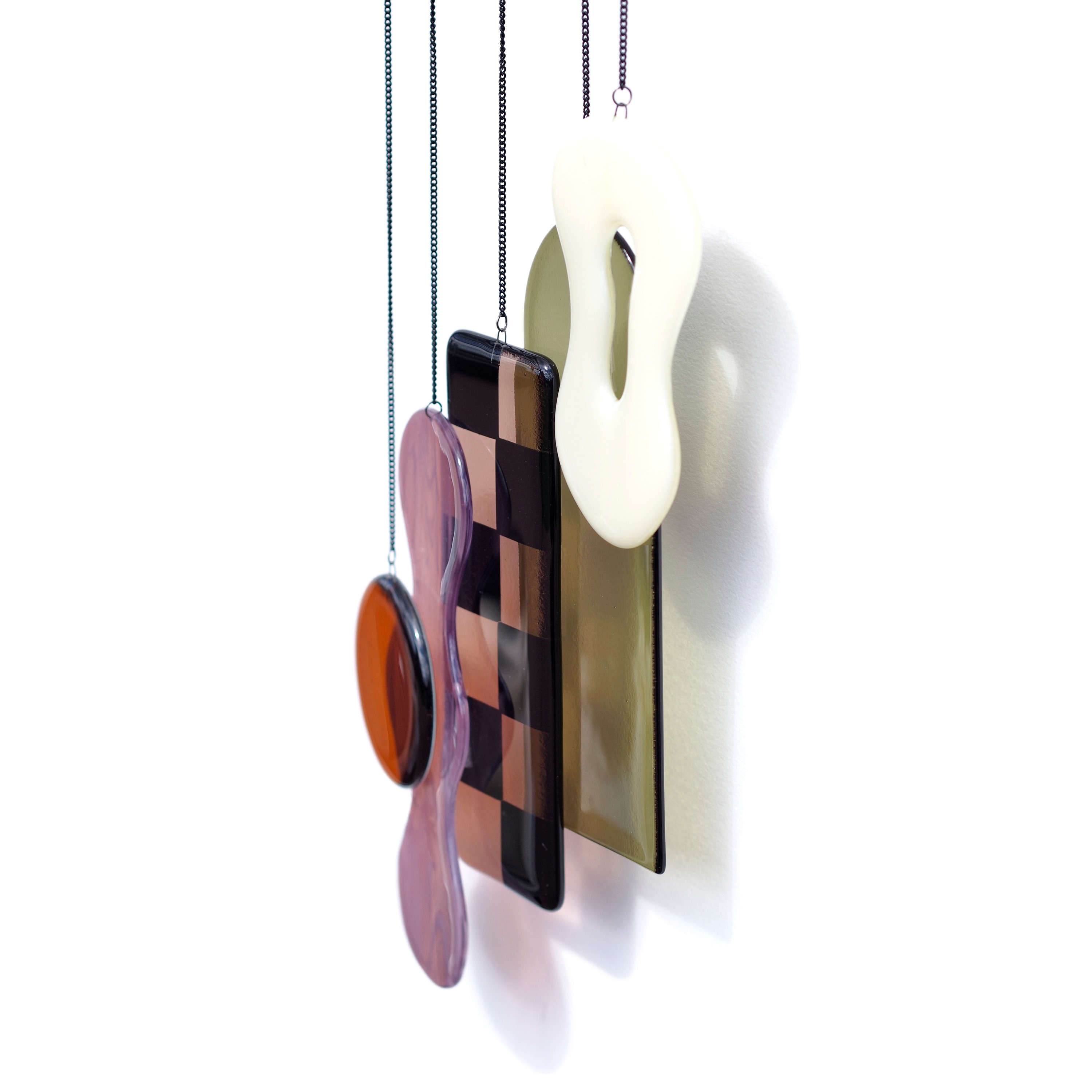 Checkered Fused Glass Mobile, Stained Glass Suncatcher in Checks ...