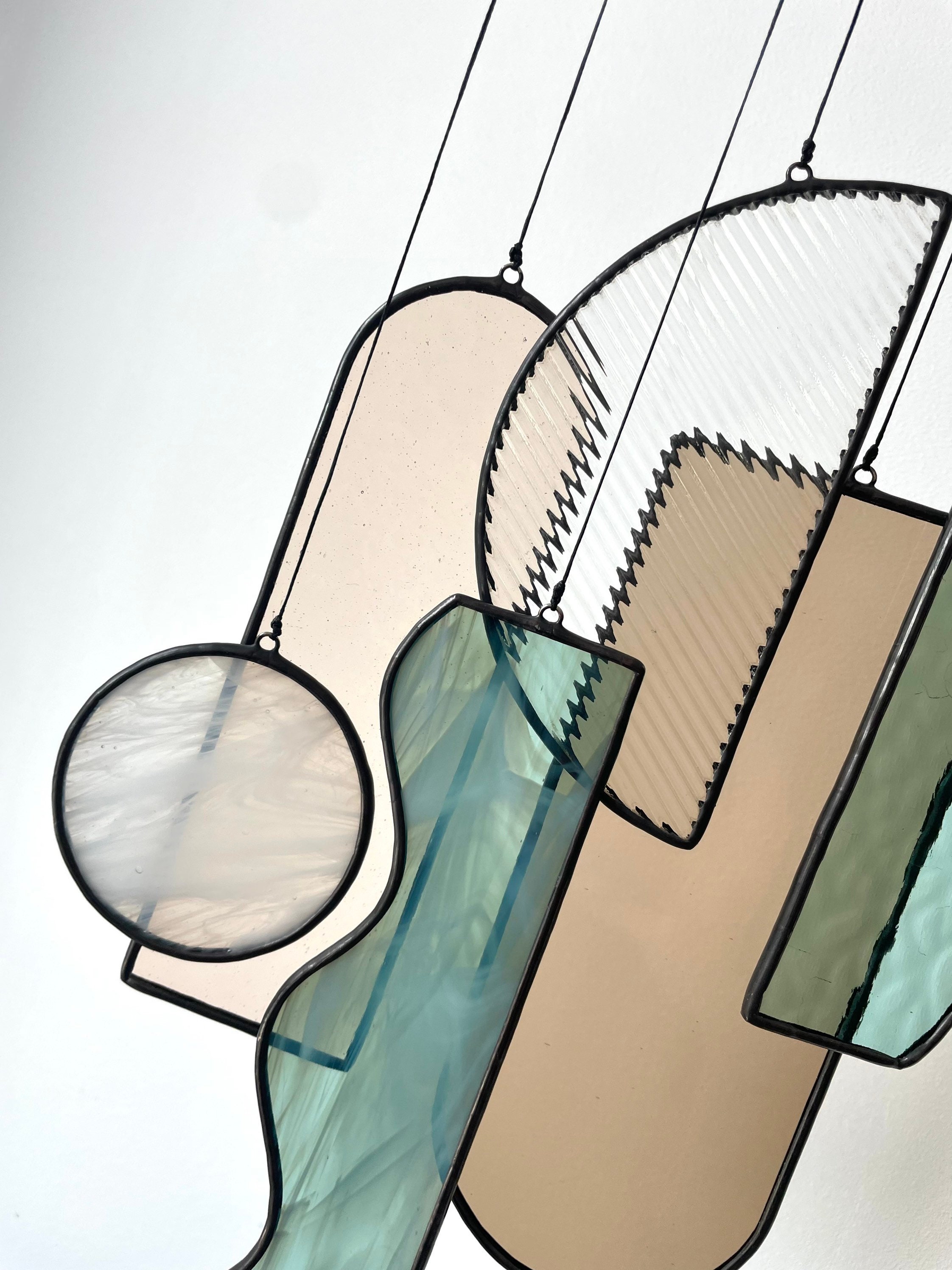 Art Deco Inspired Abstract Stained Glass Mobile / Suncatcher - Etsy